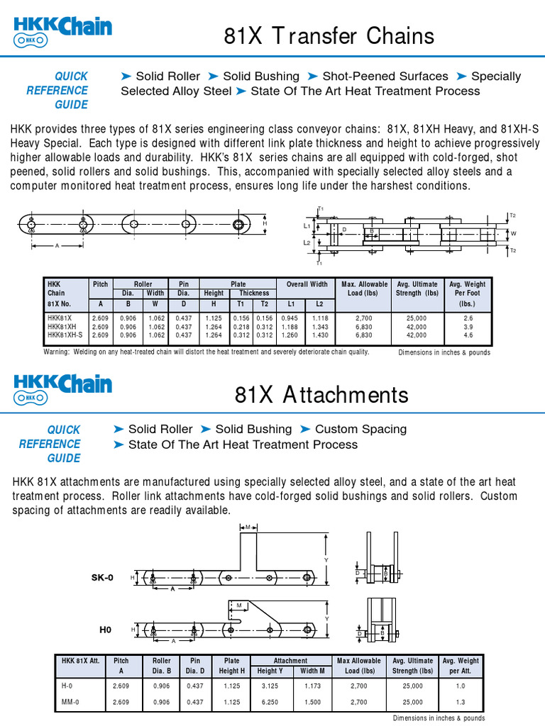 HKK Chain - 81X Series | PDF | Heat Treating | Steel