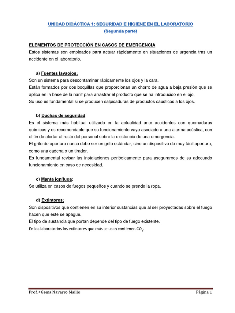 02 - UD 1 (2a Parte) - Seguridad e Higiene en El Laboratorio. | Descargar gratis PDF ...