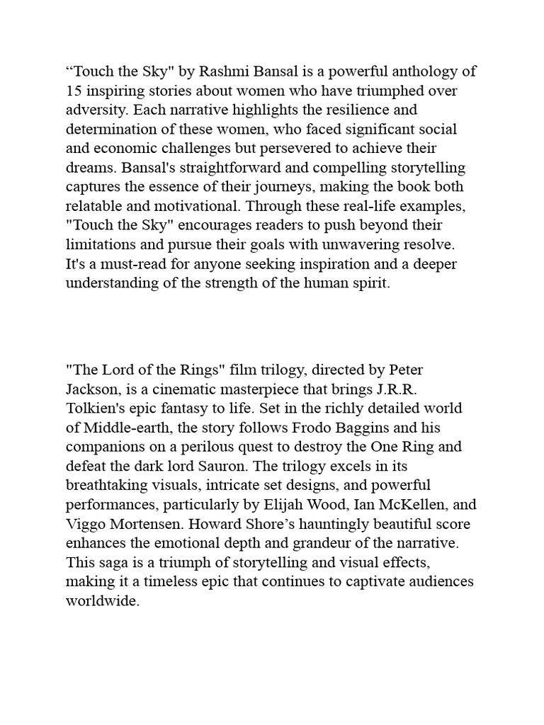 Book and Movie Review | PDF | Classics | General Fiction