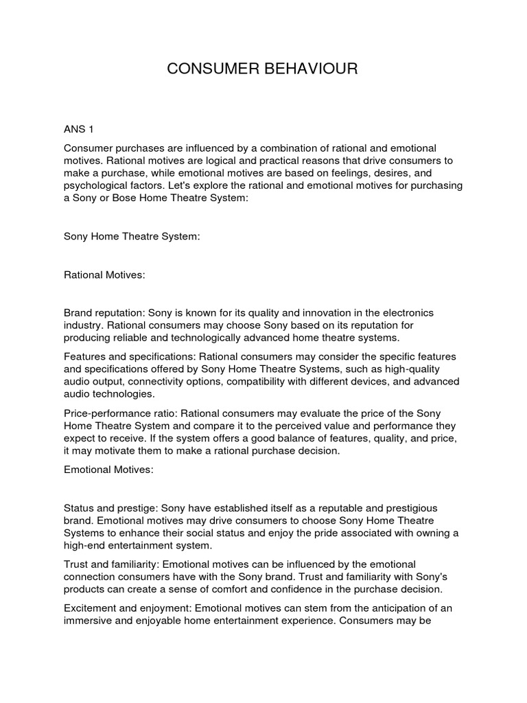 CONSUMER BEHAVIOUR | PDF | Consumer Behaviour | Brand