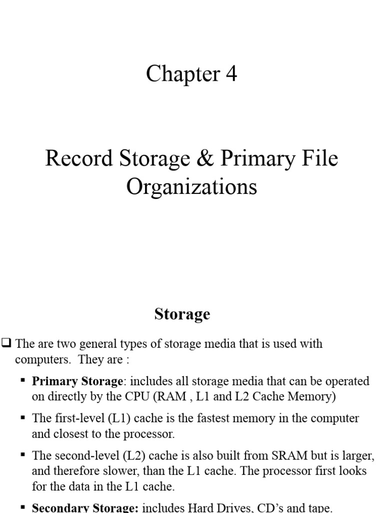 DBMS Chapter 4 Record Organization and Dile Management | PDF | Computer ...
