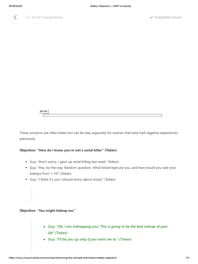 20 - Safety Objection - UMP University | PDF