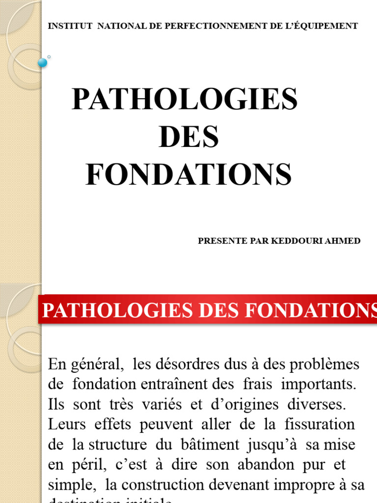 Pathologie Des Fondations | PDF | Fondation (construction) | Ingénierie des structures
