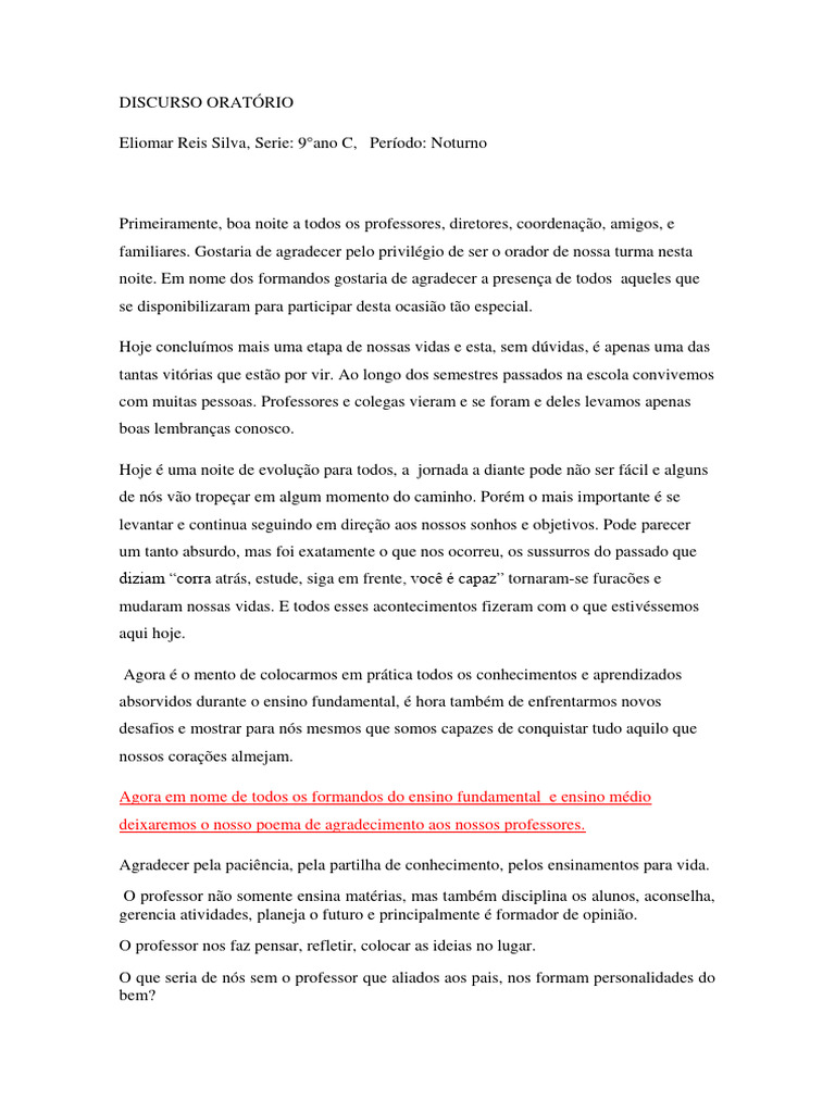 DISCURSO ORATÓRIO 2 | PDF