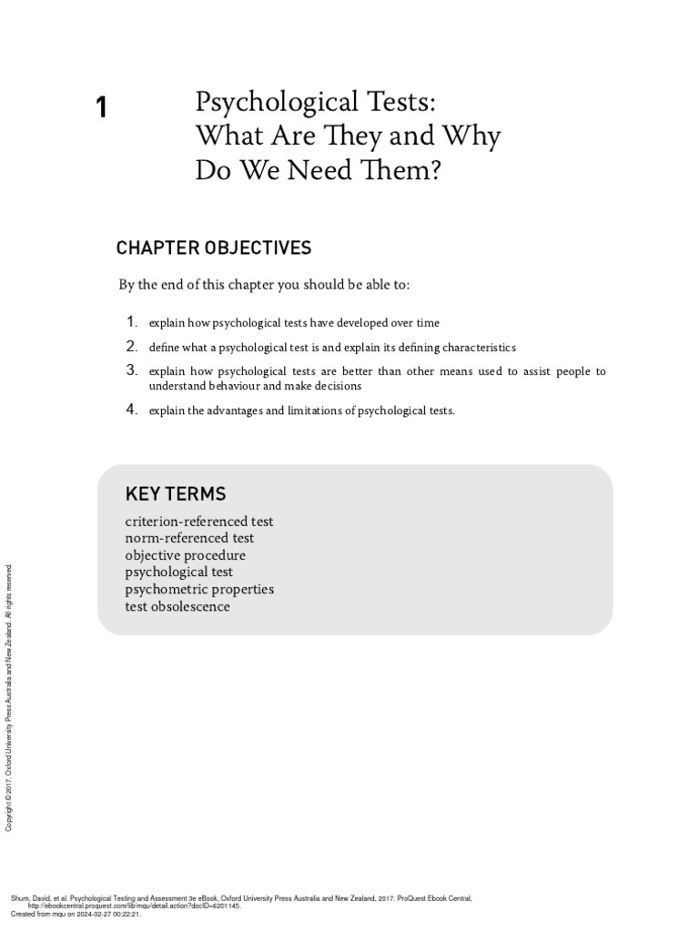Psychological Testing and Assessment 3e Ebook - (Chapter 1 ...