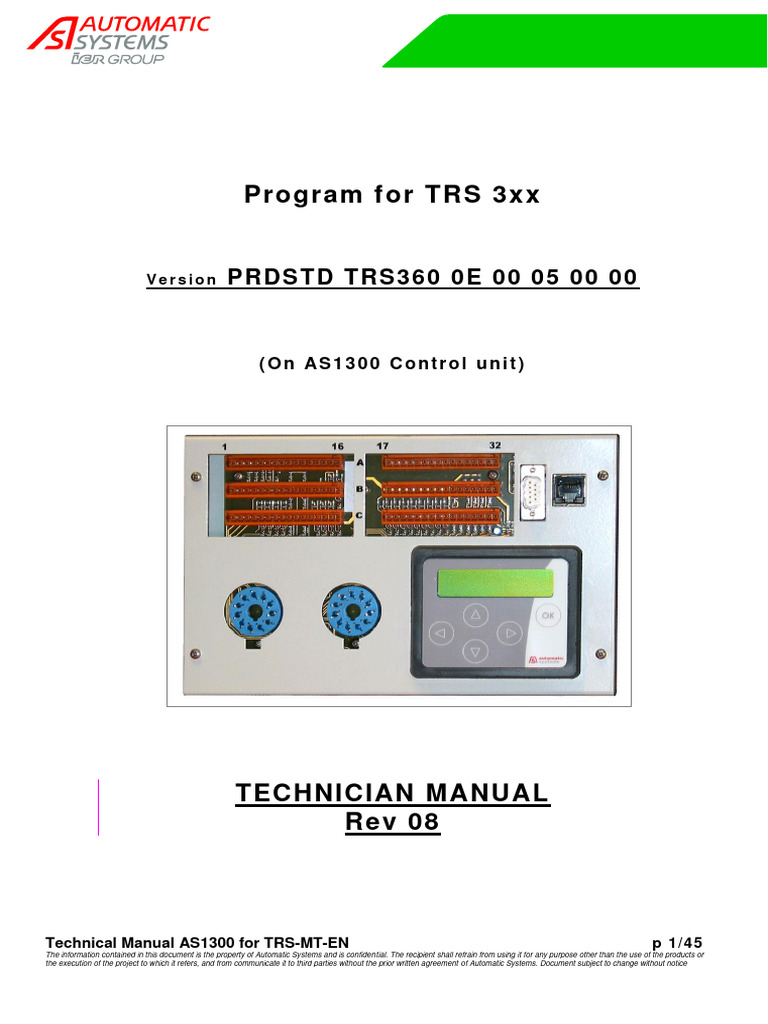 AS1300 Control Unit Technical Manual | PDF | Parameter (Computer ...