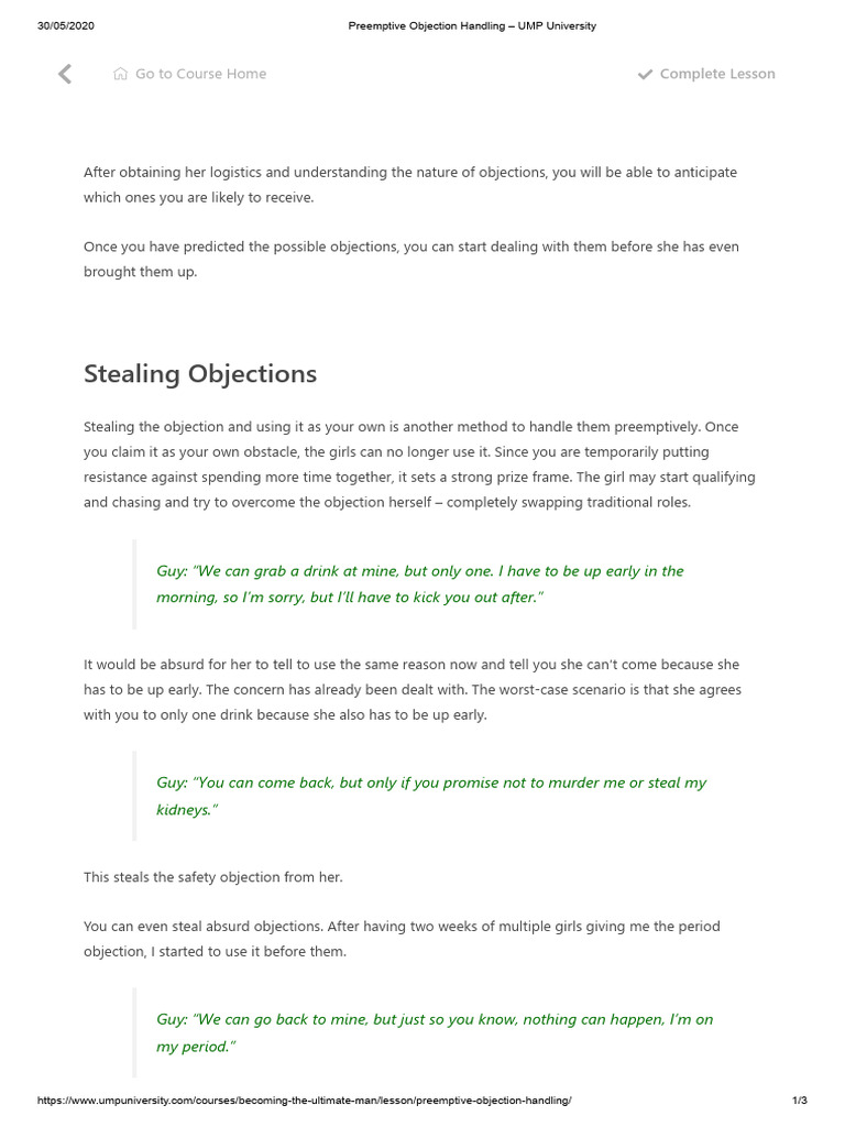 08 - Preemptive Objection Handling - UMP University | PDF | Self-Improvement