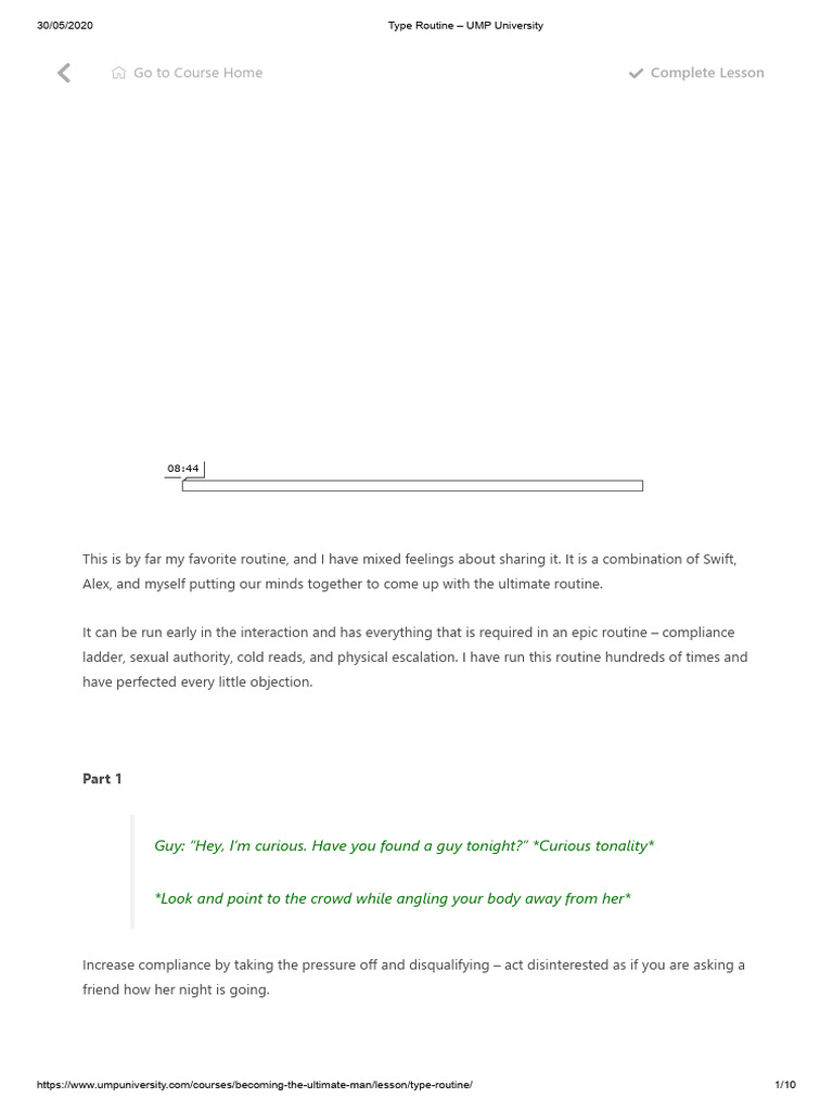 Ultimate Interaction Routine Guide | PDF