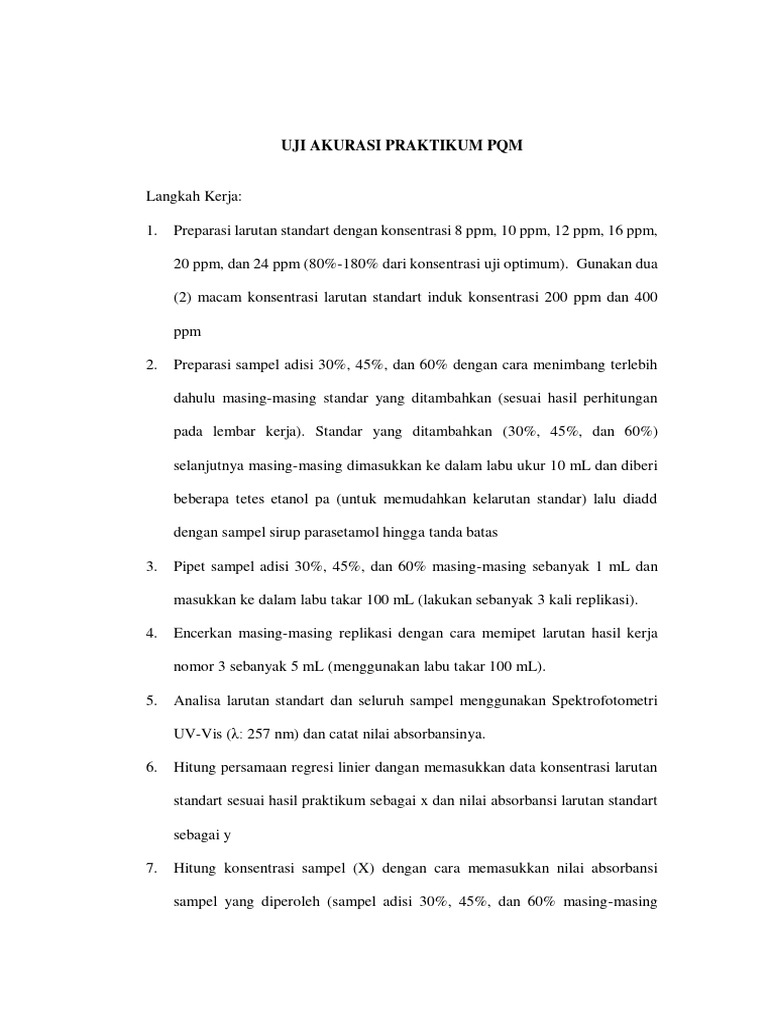 Detail Langkah Kerja Uji Akurasi | PDF