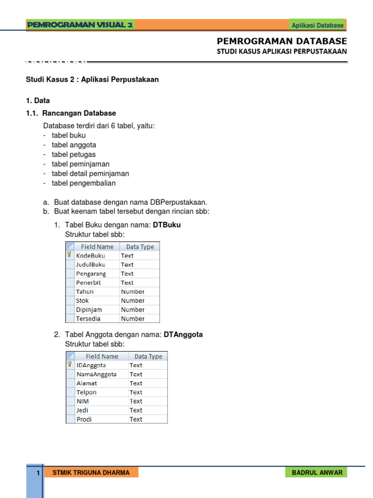 Aplikasi Perpustakaan: Rancangan Database | PDF