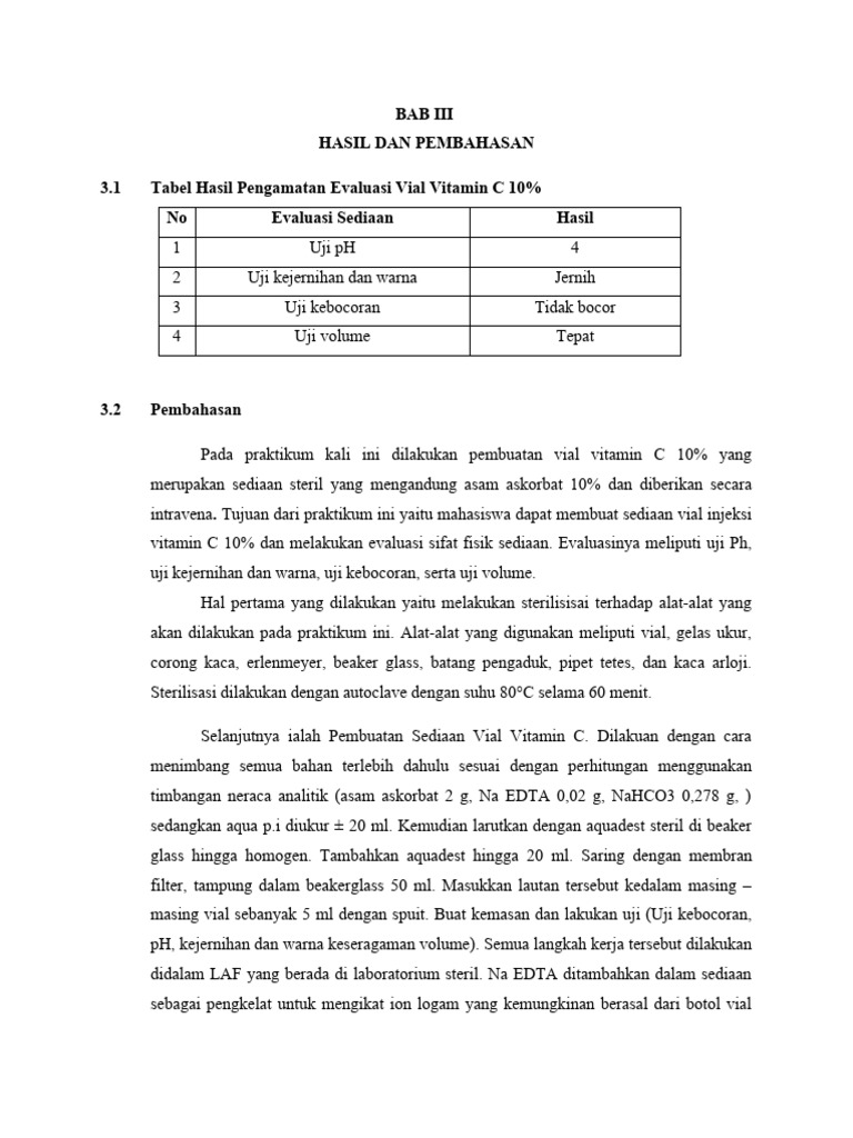 Pembahasan Larutan Injeksi Vitamin C | PDF