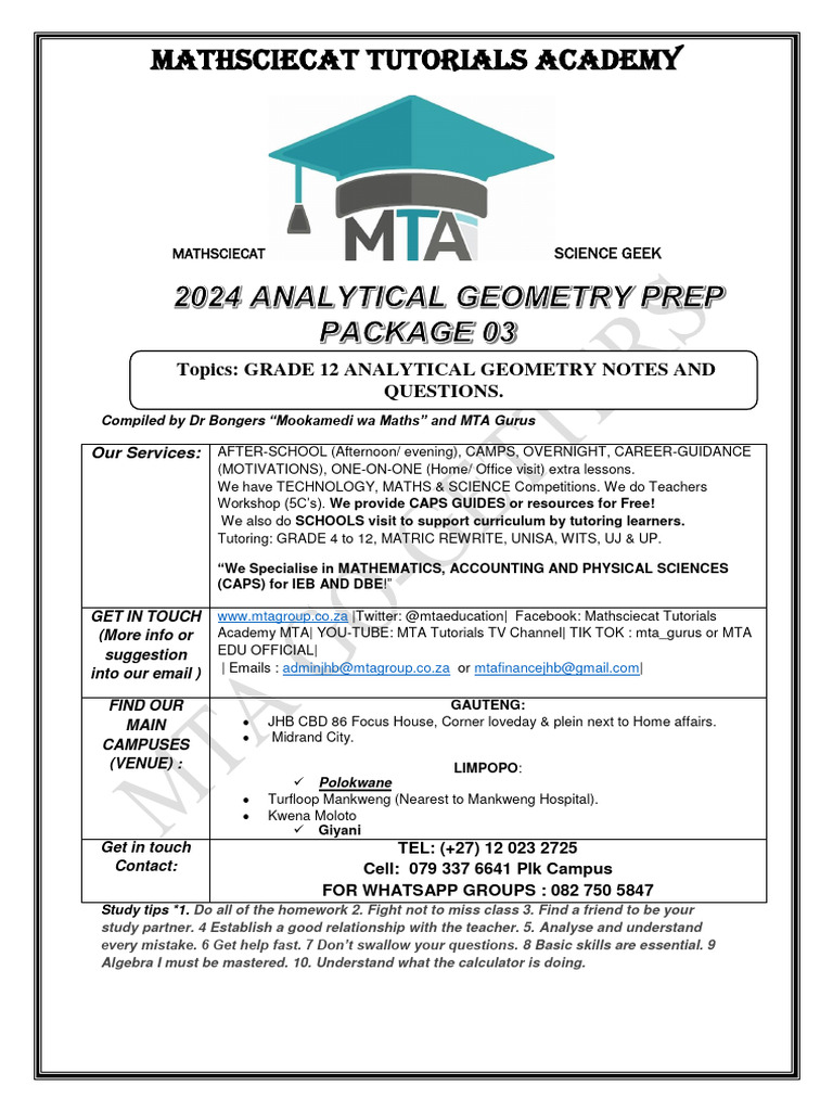 Mta L Analytical Geometry 2024 Package 03 Learner - 240524 - 183616 ...