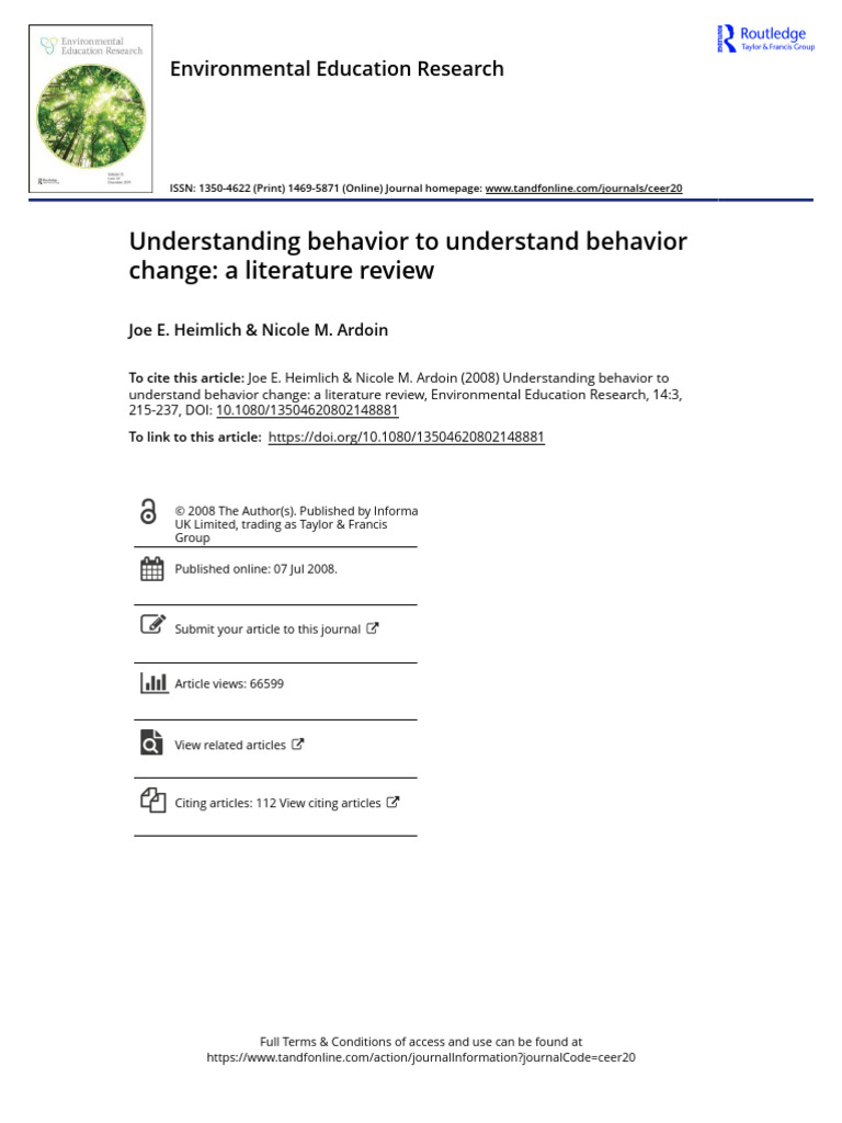 Understanding behavior to understand behavior change a literature review | PDF | Attitude ...