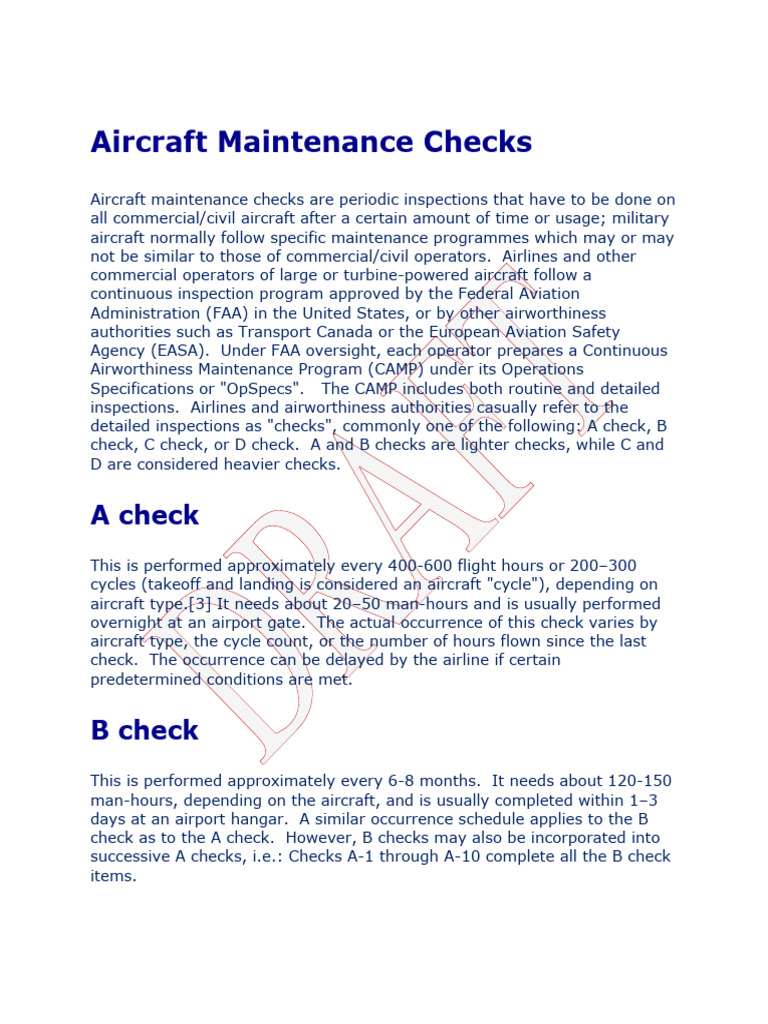 Aircraft Maintenance Check Guide | PDF | Aviation | Aircraft