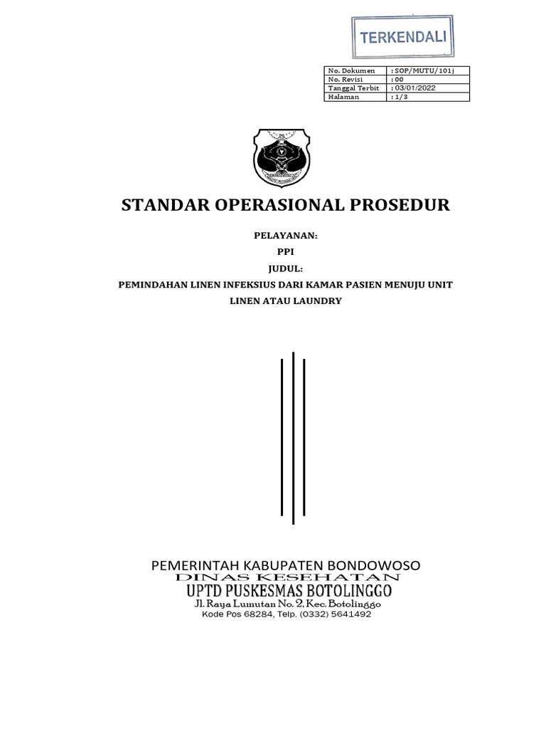 SOP Pemindahan Linen Infeksius | PDF