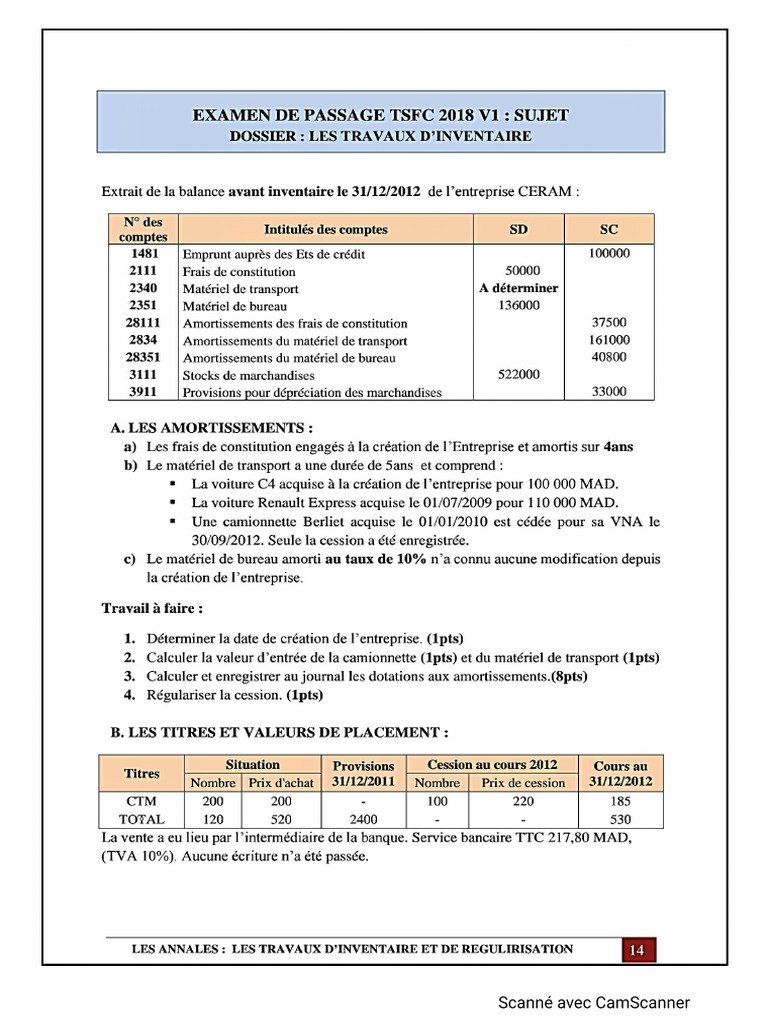 Les Annales Des Travaux D Inventaire Et De Regulirisation Pdf