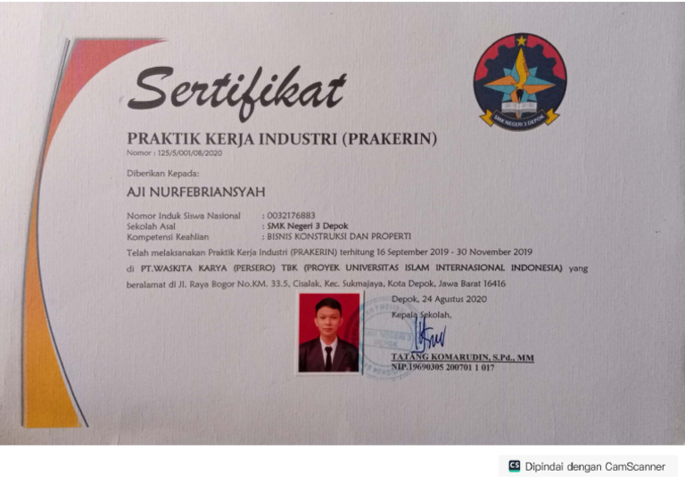 Sertifikat Praktik Kerja Industri | PDF