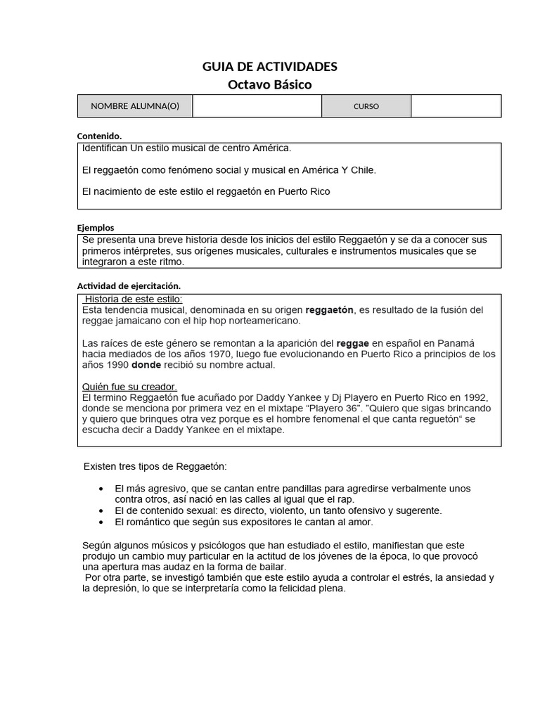 Orígenes y evolución del reggaetón | PDF | Estudios de idiomas ...