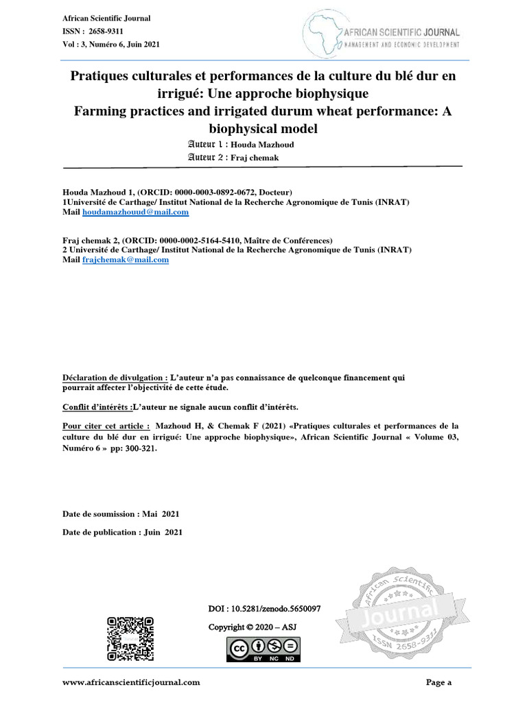 16-Farming Practices and Irrigated Durum Wheat Performance A ...