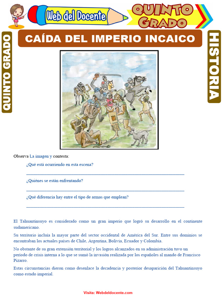 Caída Del Imperio Incaico para Quinto Grado de Primaria | PDF | Imperio Inca