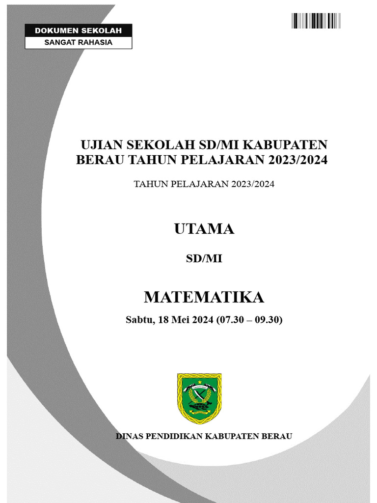 Soal Ujian Sekolah Matematika 2023-2024 | PDF