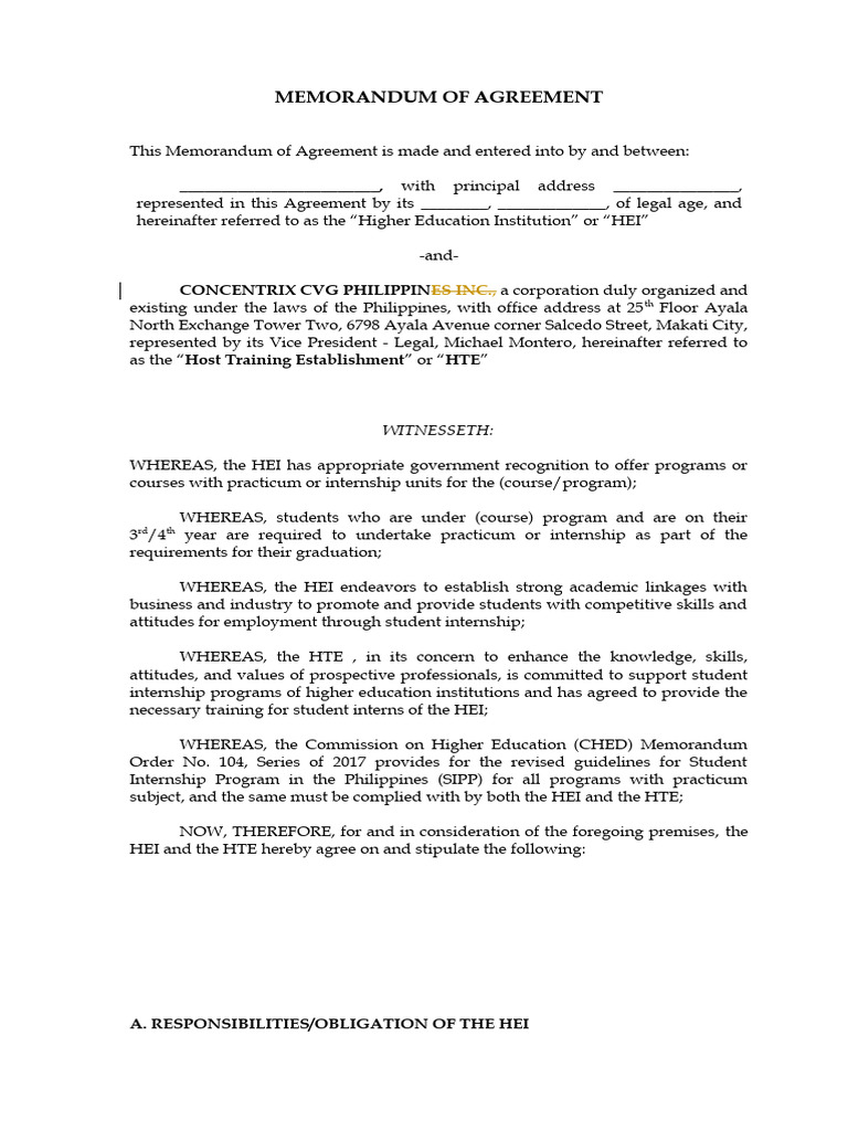 2024-05-10-11-35-24-OJT MOA 2024 Concentrix | PDF | Arbitration | Indemnity