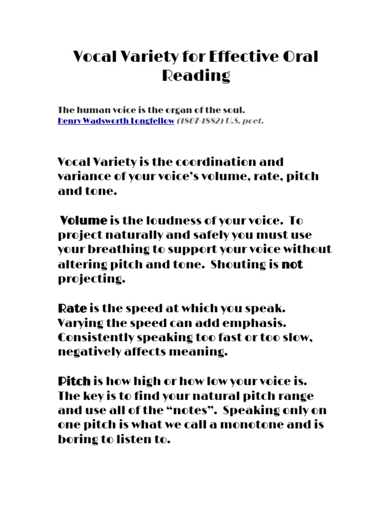 Vocal Variety in Oral Reading | PDF | Poetry | General Fiction