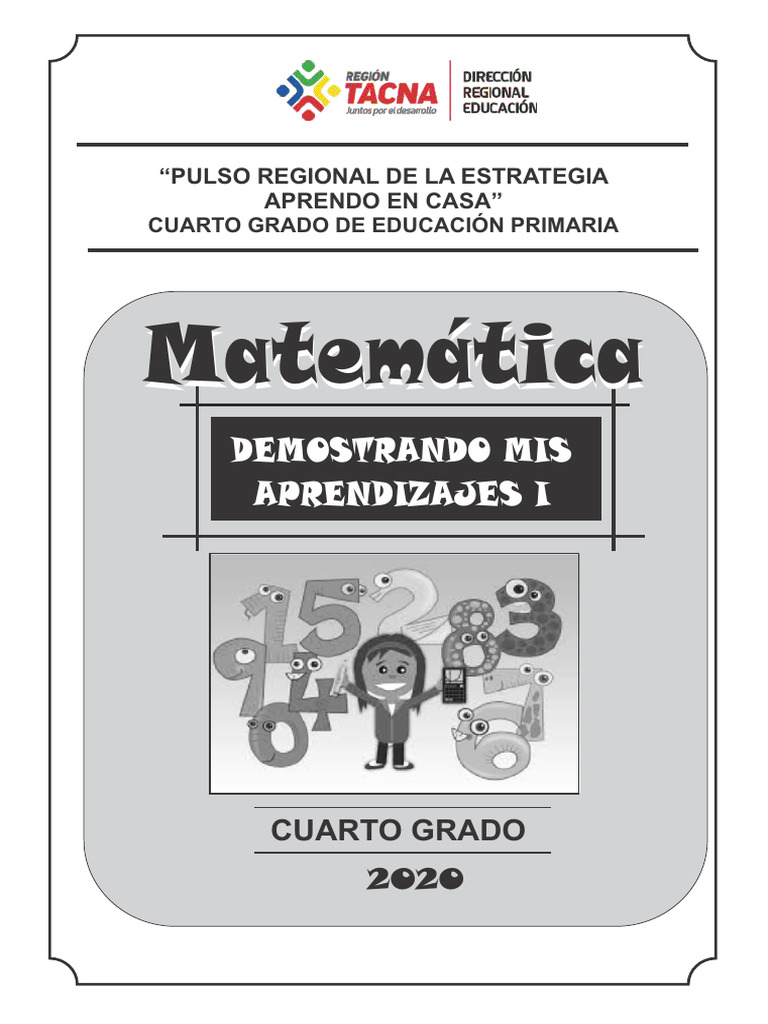 Prueba de Matemática - Cuarto Grado 2020 | PDF