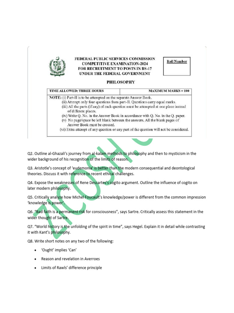 Philosophy Paper for CSS 2024 | PDF