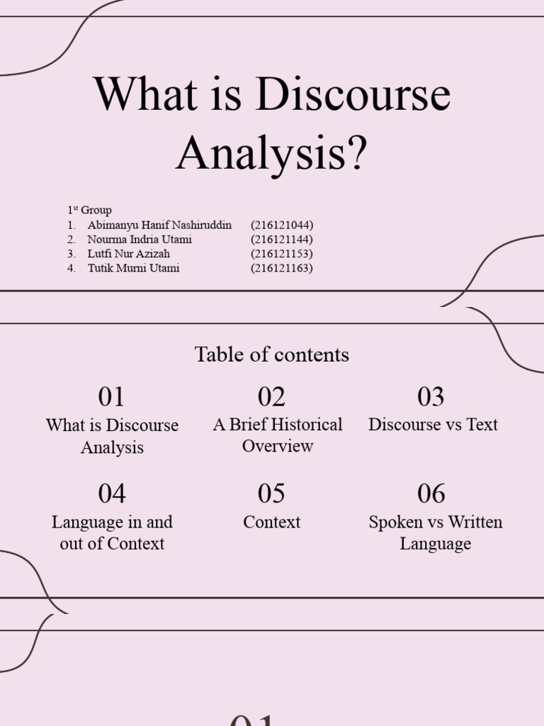 What Is Discourse Analysis - 1st Group-1 | PDF | Discourse | Communication