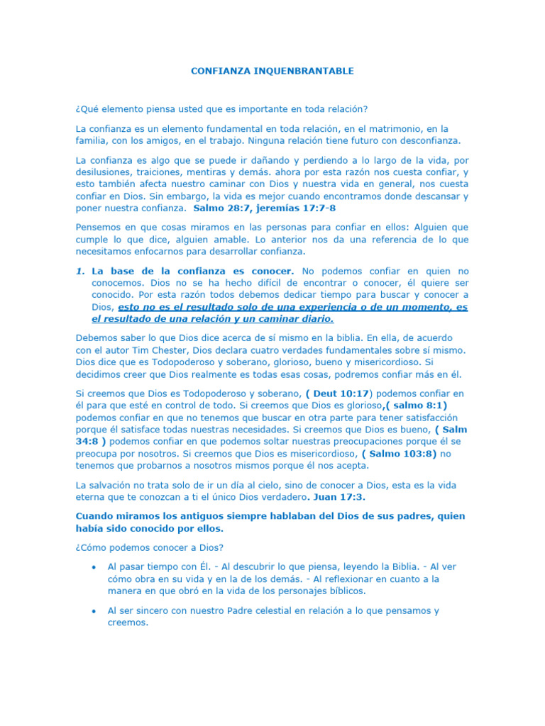 Confianza Inquenbrantable 1 | PDF | Dios | Salmos