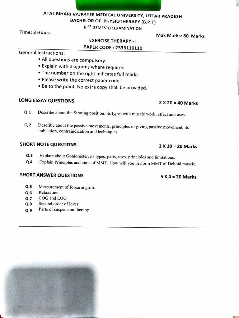 University QP 3rd Sem | PDF | Diseases And Disorders | Medical Specialties