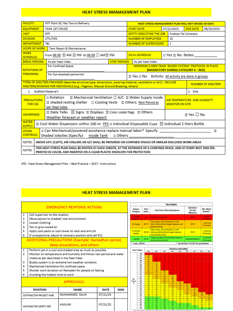 Heat Stress Plan TK# 197 | PDF | Hyperthermia | Air Conditioning