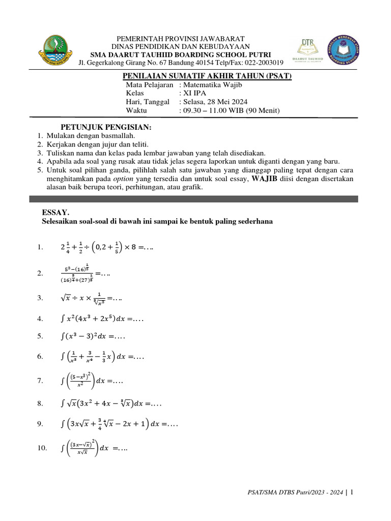 Latihan Soal Integral | PDF