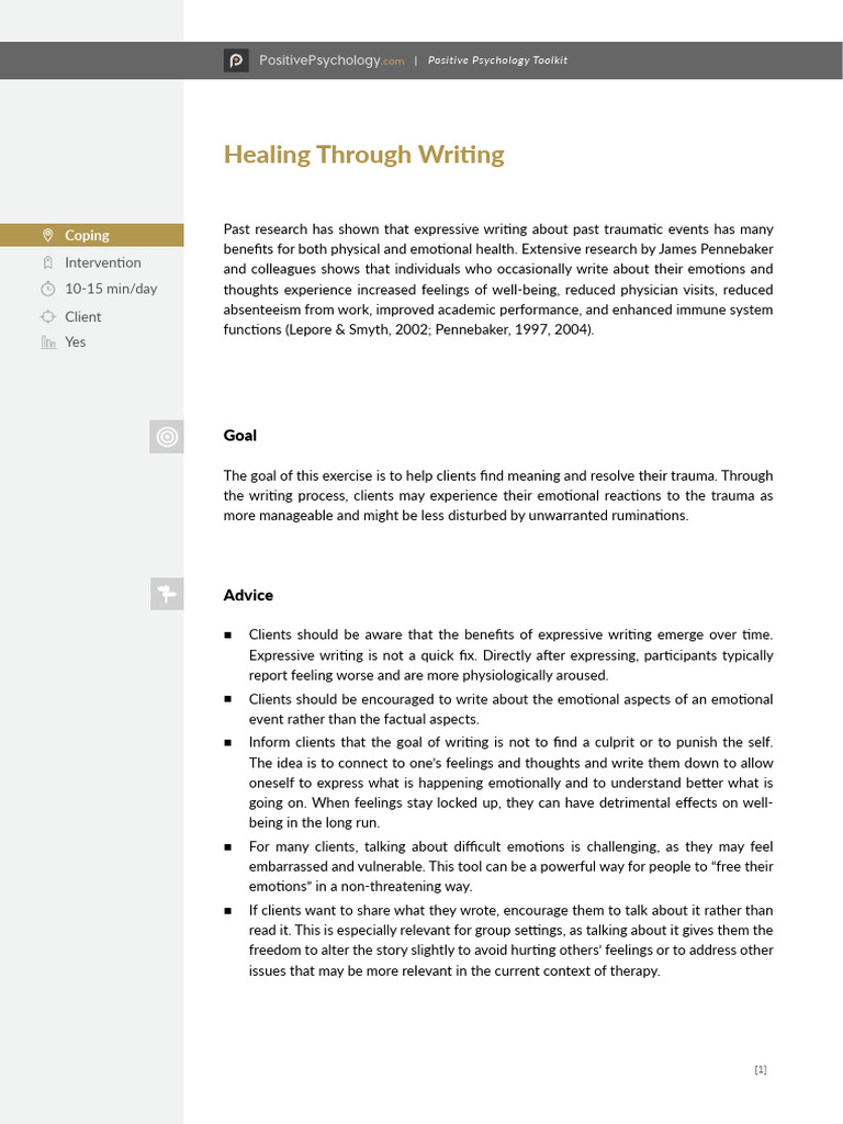 Healing Through Writing | PDF | Applied Psychology | Social Psychology