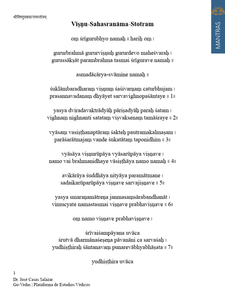 Vishnu Sahasranama Transliterado | PDF | Names Of God | Hindu Gods
