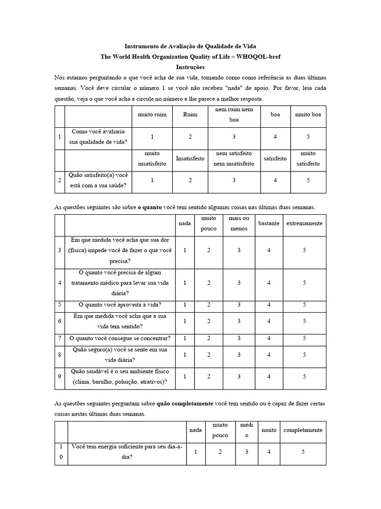 Whoqol | PDF