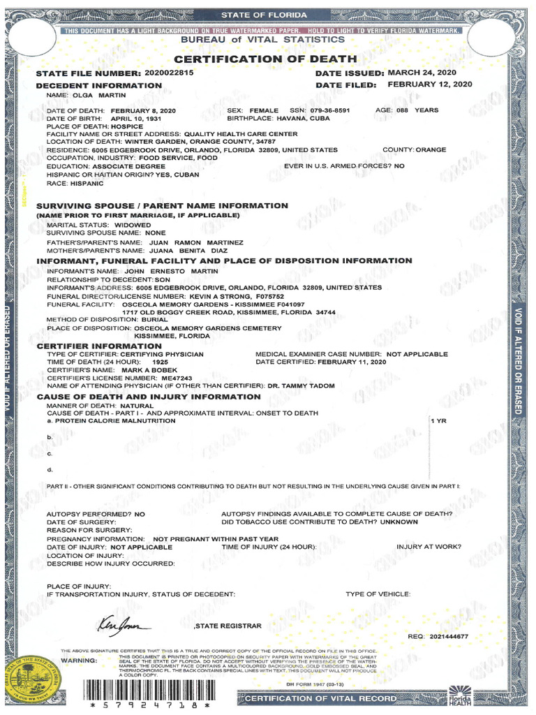 Death Certificate | PDF