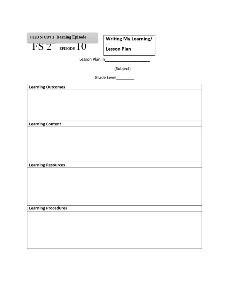FS2 Episode 10 | PDF | Lesson Plan | Learning