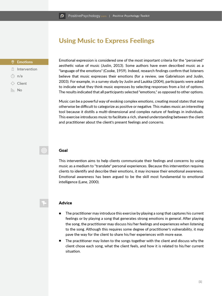 Using Music To Express Feelings | PDF | Emotions | Feeling
