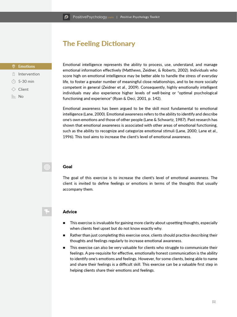 The Feeling Dictionary | PDF | Feeling | Thought