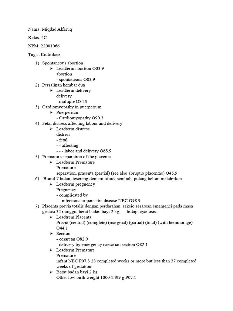 Medical Coding for Obstetric Conditions | PDF | Science & Mathematics