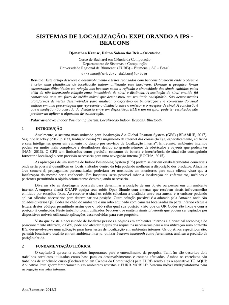 Sistemas de Localização - Explorando A IPS - BEACONS - Artigo de ...