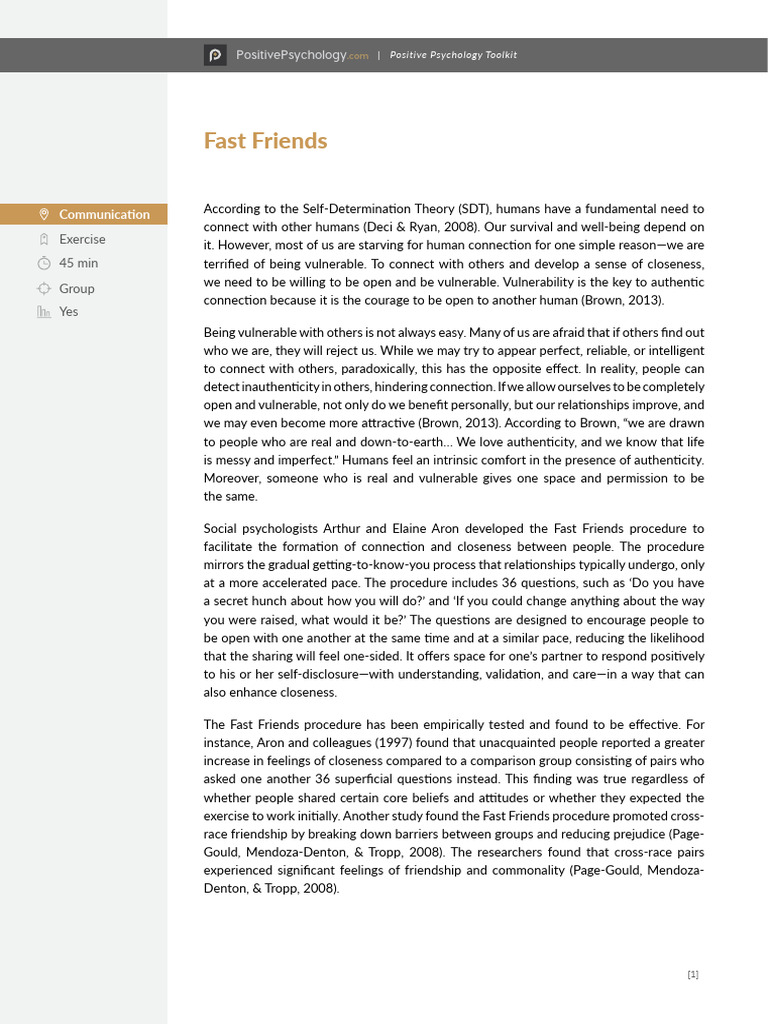 Fast Friends | PDF | Friendship | Psychology