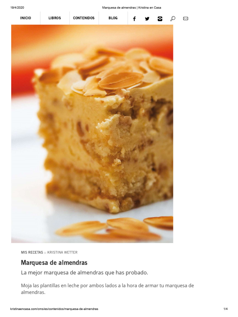 Marquesa de Almendras - Kristina en Casa | PDF | Caramelo | Cocina occidental