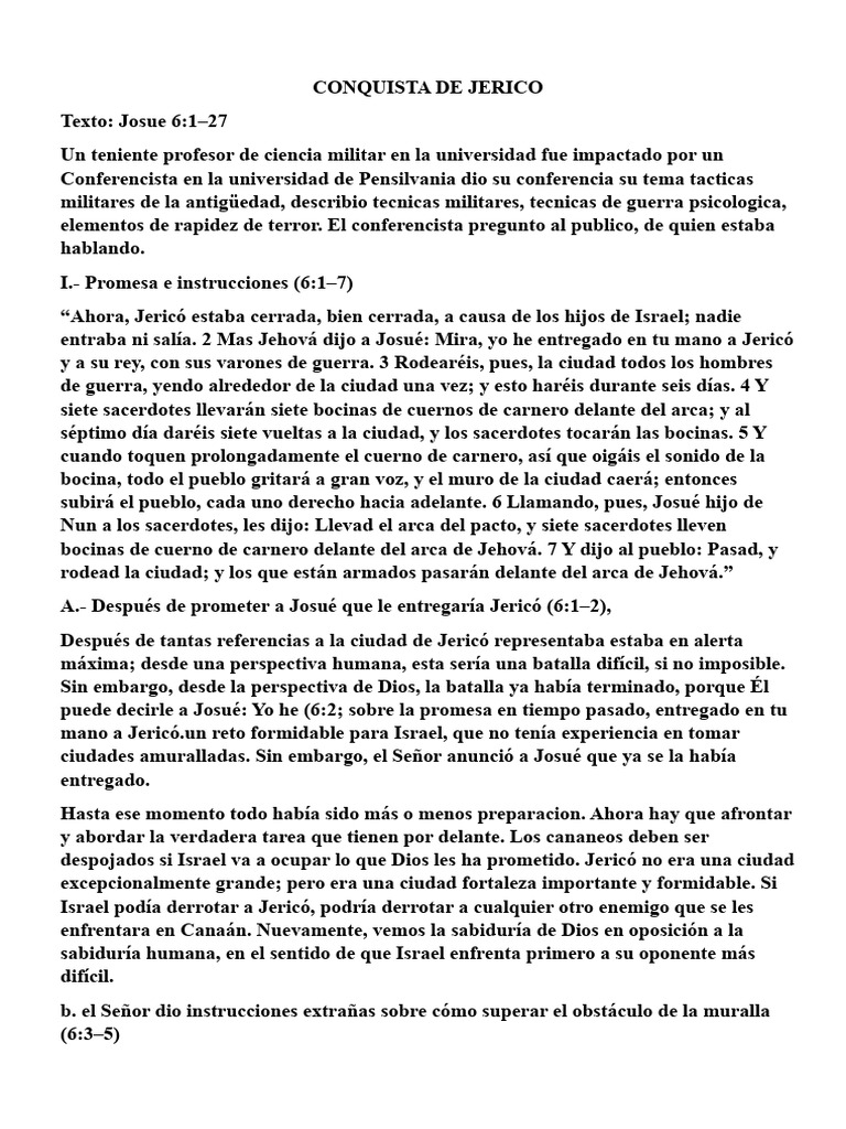 Conquista de Jerico | Descargar gratis PDF | Joshua | Arca de la Alianza
