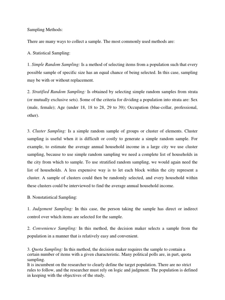 Sampling Methods | PDF | Estimator | Sampling (Statistics)