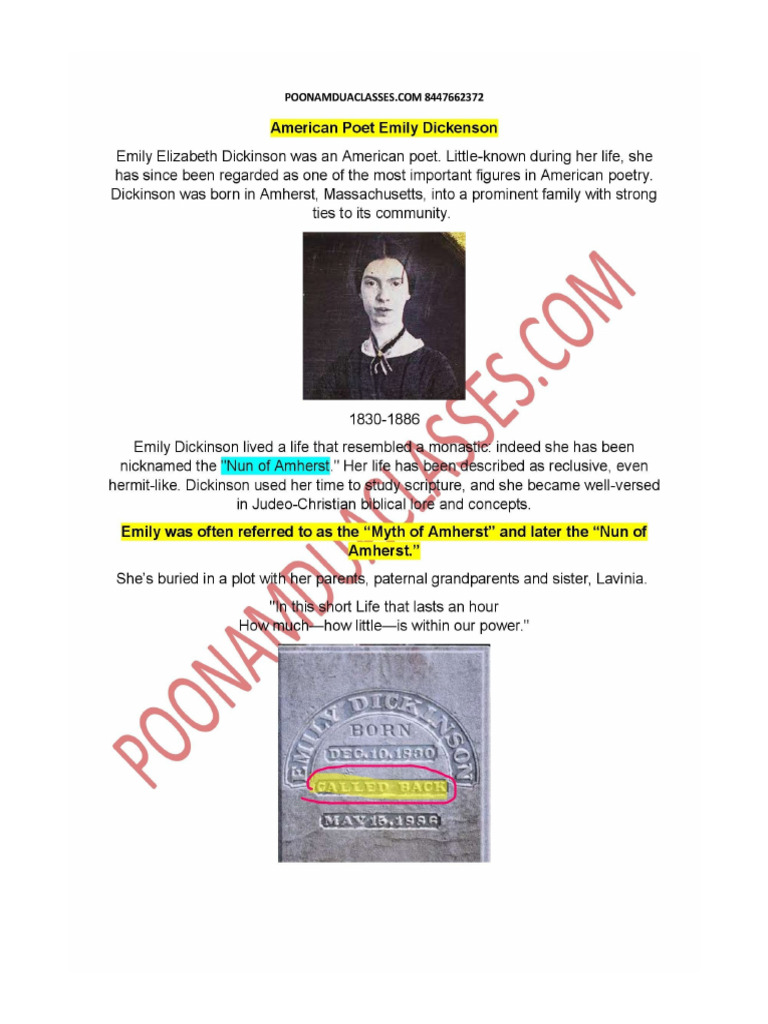 American Poet Emily Dickenson | PDF