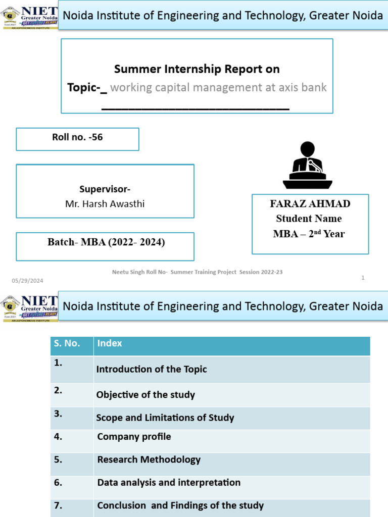 Sip PPT Final | PDF | Working Capital | Banks