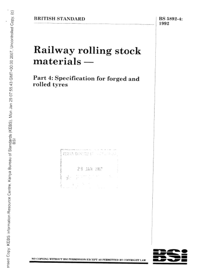 Bs 5892-4-Rolling Stock Tyres | PDF